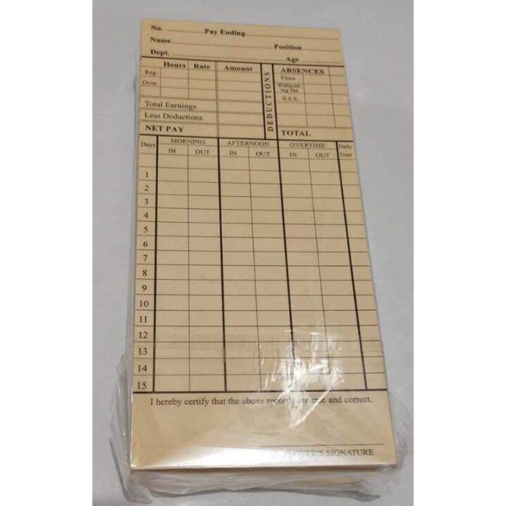 Bundy time card (100pcs.) | Lazada PH