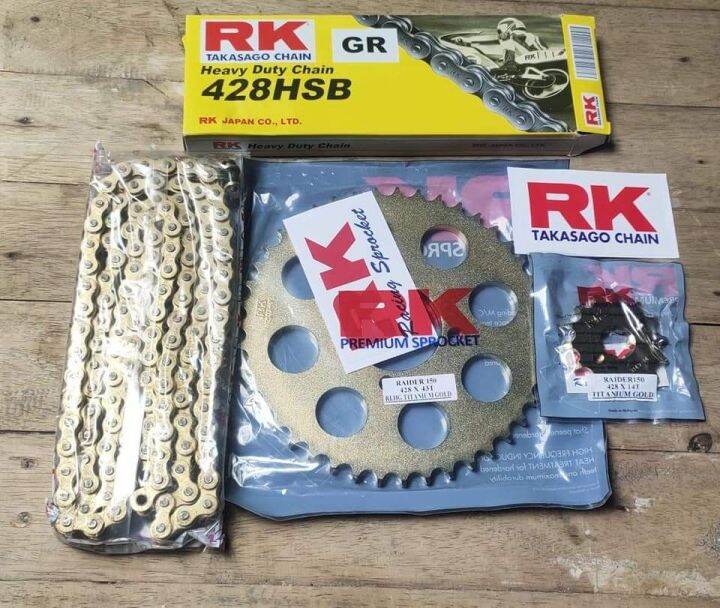RK STEEL GOLD CHAIN SET 14/40-43 428 130l RAIDER150 FIRST GEN AND NEW ...