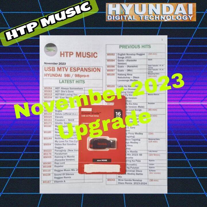HYUNDAI HDT USB- DECEMBER 2023 UPGRADE MTV expansion, 98pro-n/ 98i ...