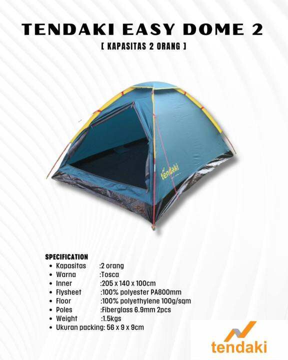 TENDA TENDAKI EASYDOME 2 TENDA CAMPING 2 ORANG-DOME-SINGLE LAYER ...