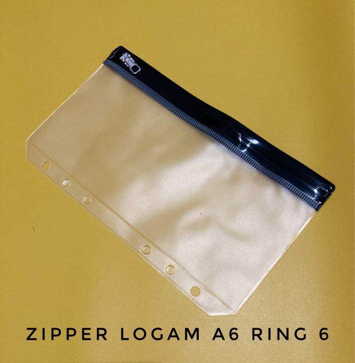 ZIPPER POCKET A6 RING 6 ZIPLOCK LOGAM ISIAN BINDER BUDGETING KEUANGAN ...