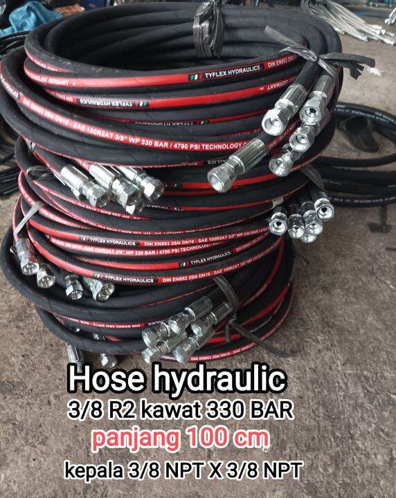 selang hidrolik hose hydraulic 3/8 R2 100 cm 3/8 NPT X 3/8 NPT | Lazada Indonesia
