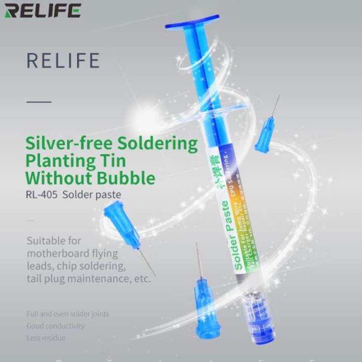 RELIFE RL-405 Low Temperature Lead-free Solder Paste Needle Tube Solder For Motherboard Jumper ...