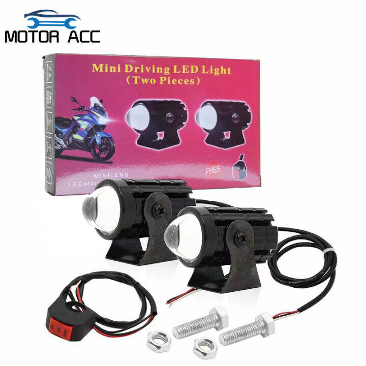 Motorcycle Mini Driving Light White Yellow Pair Of Universal High