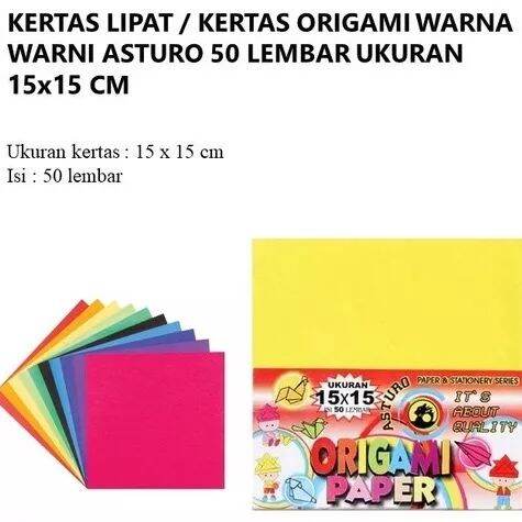 KERTAS LIPAT Warna Ukuran 15x15cm Merk ASTURO 1 Pack isi 50lembar ...