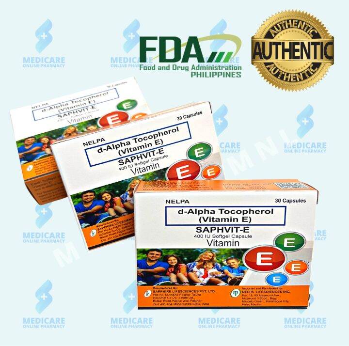 SAPHVIT-E Vitamin E 400 IU (d-alpha tocopherol) VIT E 30 Softgel ...