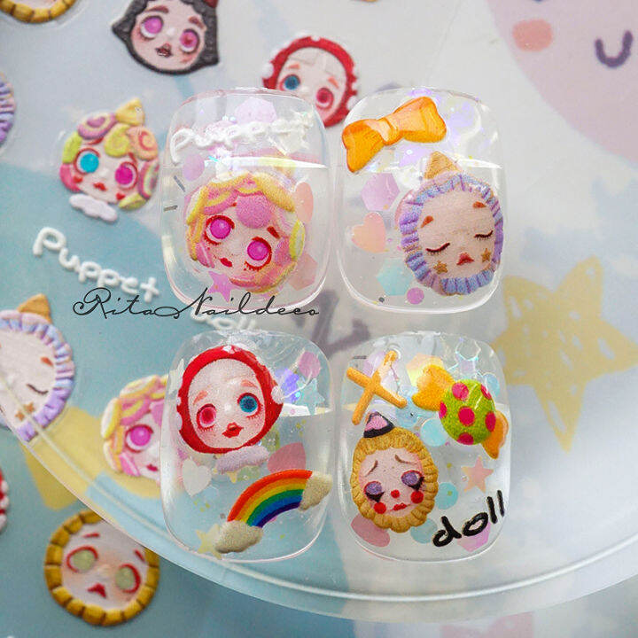 Cirque Clown Cute Cartoon Relief Manicure Sticker Adhesive Nail Sticker ...