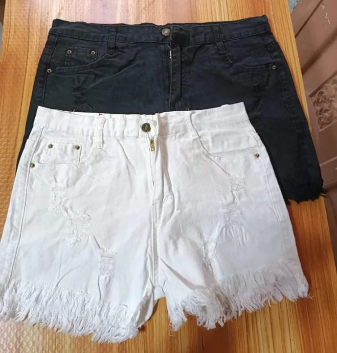 NEW SEXY DENIM SHORT BLACK & WHITE TATTERED SHORT | Lazada PH