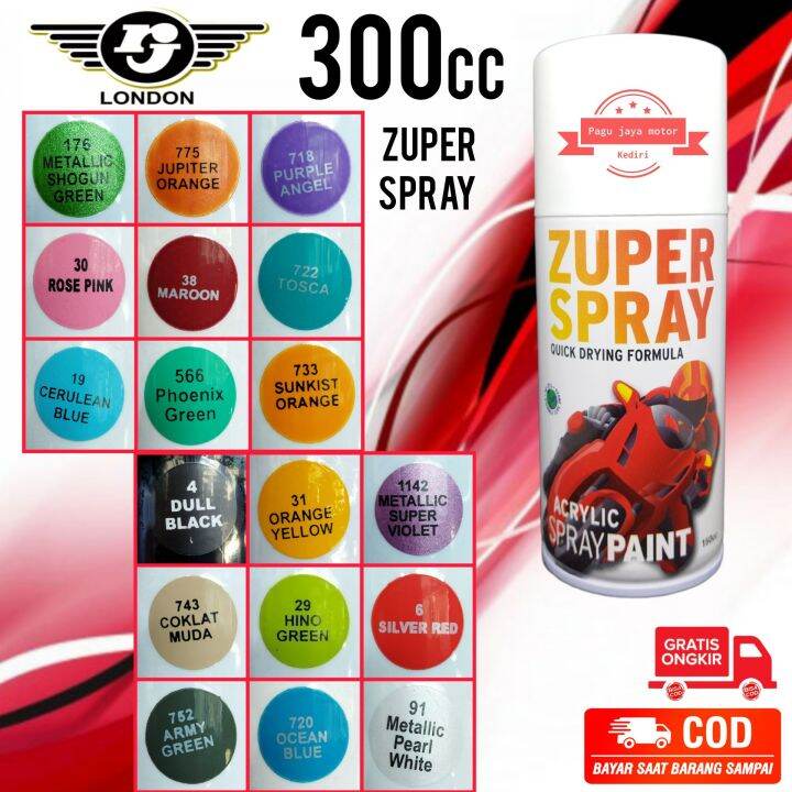 cat semprot 300ml zuper spray semua warna spray paint pilok pilox pylox ...