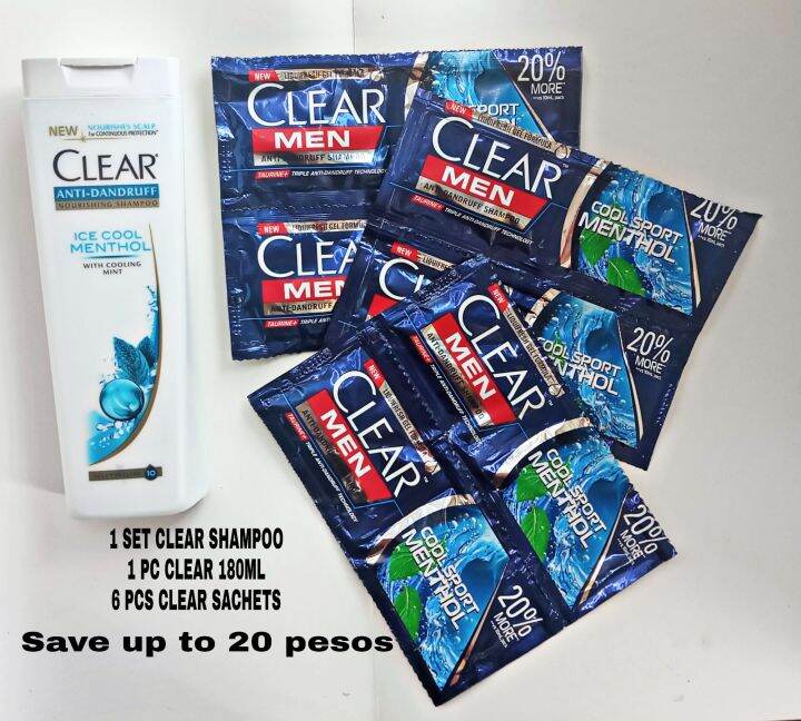 1 Set Clear Men Shampoo 180 mL and 6 Sachets | Lazada PH