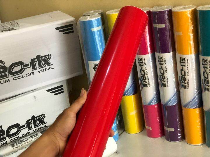 (Harga 1 roll) skotlet merah glossy profix panjang 15meter x lebar 45cm ...