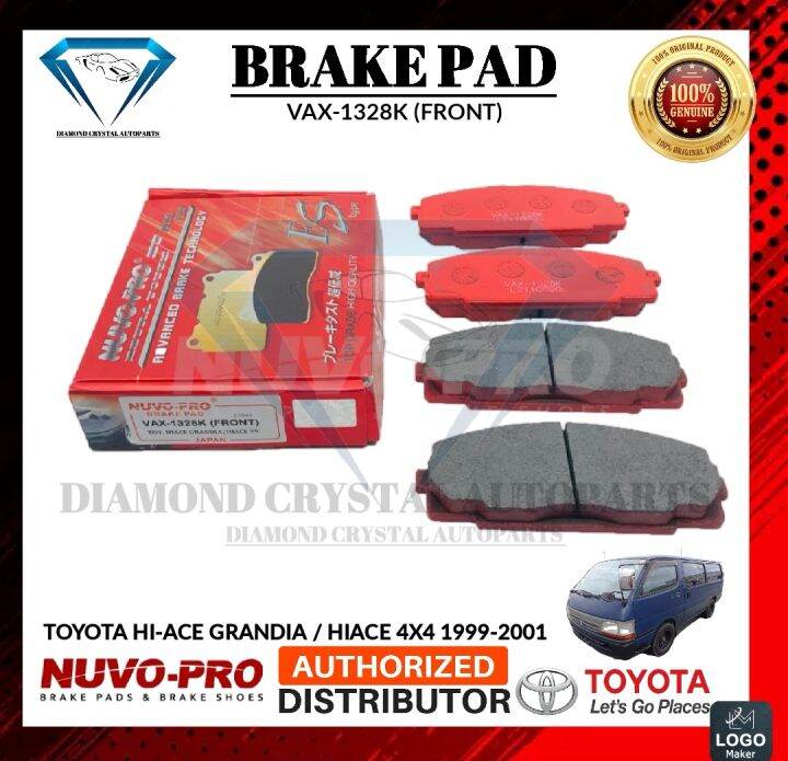 BRAKE PAD TOYOTA HIACE GRANDIA / HIACE 4X4 1999-2001 FRONT (VAX-1328K ...
