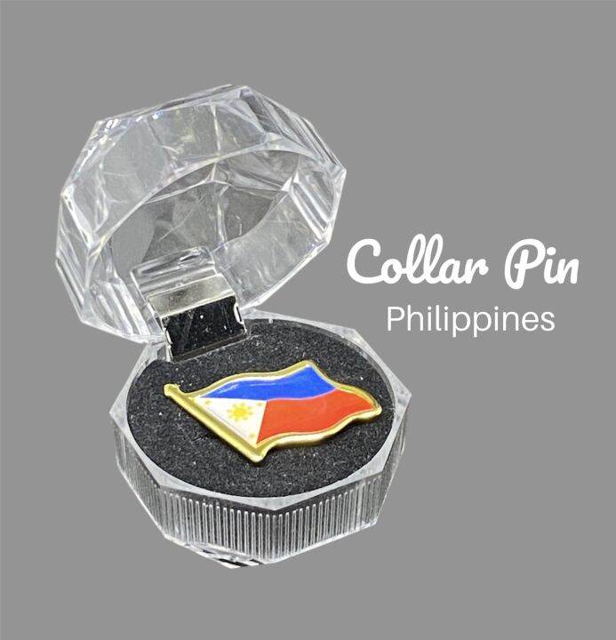 PHILIPPINE FLAG COLLAR PIN - LACQUER POLISHED AND WITH METAL CLUTCH PIN ...