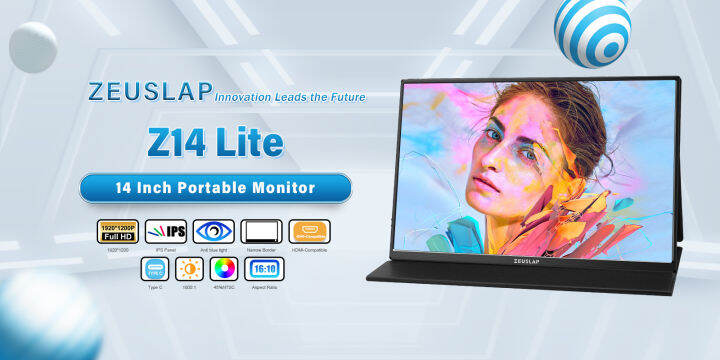 ZEUSLAP Z14 Lite 14" 16:10 Portable Monitor 1920*1200P 100%sRGB 300Cd ...