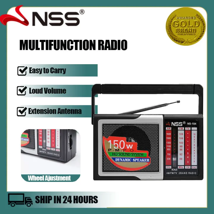 Nss Rechargeable Radio Speaker AM/FM//TV With 3 Band High Sensitivity ...