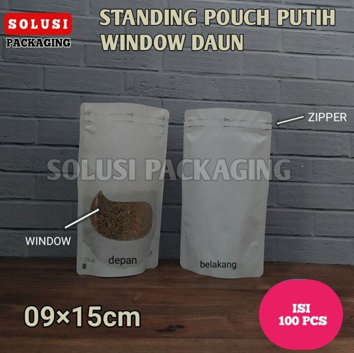 ISI 100 PCS Standing Pouch PUTIH WINDOW 150gr 9x15cm KPACK Kemasan ...