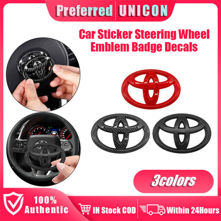 6.5*4.5CM Carbon fiber Toyota Steering wheel Emblem ABS Toyota logo ...