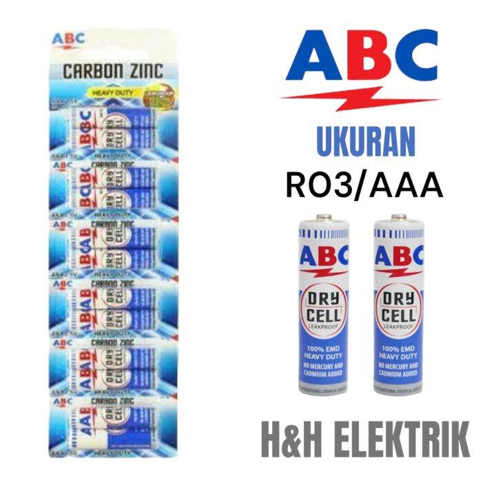 BATRAI / BATERAI ABC BIRU AAA/A3 BATERAI REMOTE ISI 12 PCS | Lazada ...