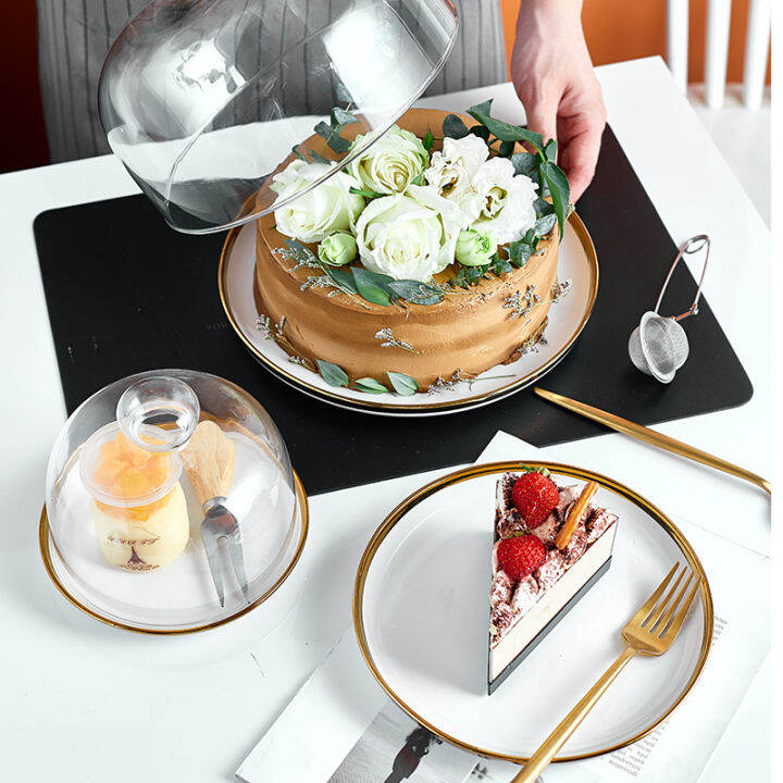 Cake Tray Sampling Plate Dessert with Lid Display Plate Cake Glass ...