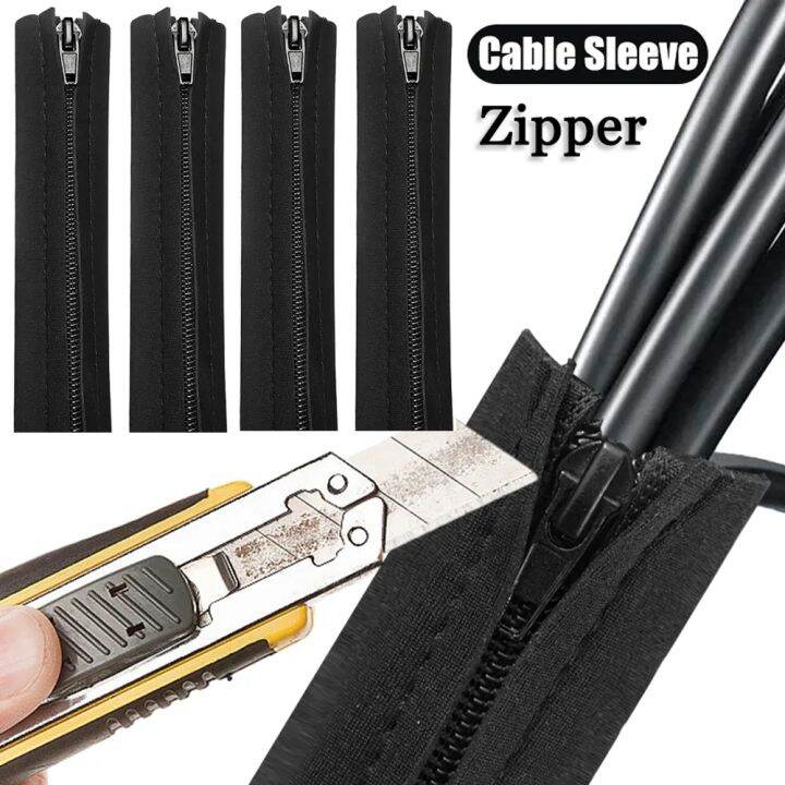 Cable Management Sleeve with Zipper Office Computer Power Cord Data ...