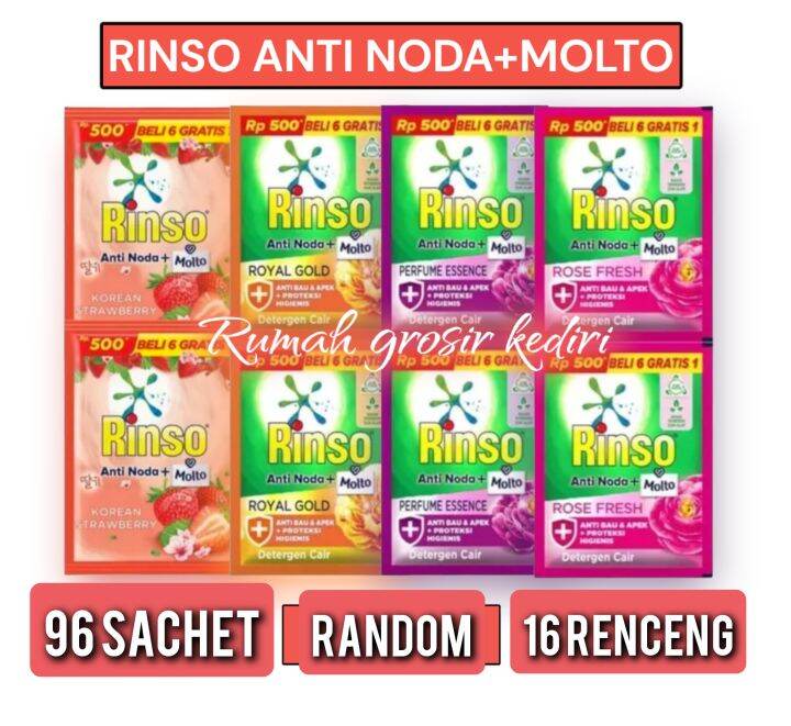 Rinso Cair Kemasan Sachet 500an Paket 16 Renceng/96 Sachet | Lazada ...