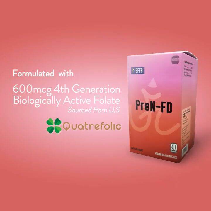 EFFPI PREN-FD ACTIVE Folate & Vitamin D3 (30CAPS) Folic Acid 600mcg ...