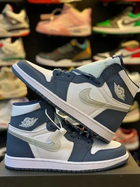 MIDNIGHT NAVY BLUE AND WHITE WITH SILVER CHECK J1 HIGH | Lazada PH