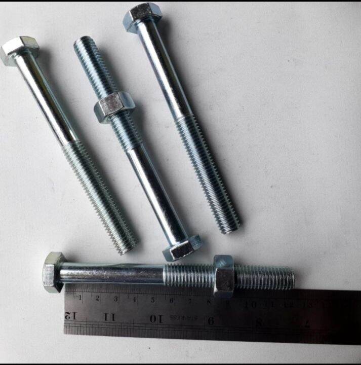BAUT MUR BMP M12X120 PANJANG 12CM KUNCI 19 / BAUT MUR GALVANIS PUTIH ...