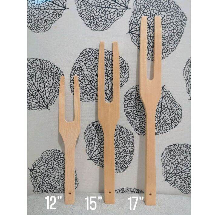 Fork Paddle 12” / 15” / 17” Sudip Kayu 2 Mata Solid Wood | Lazada