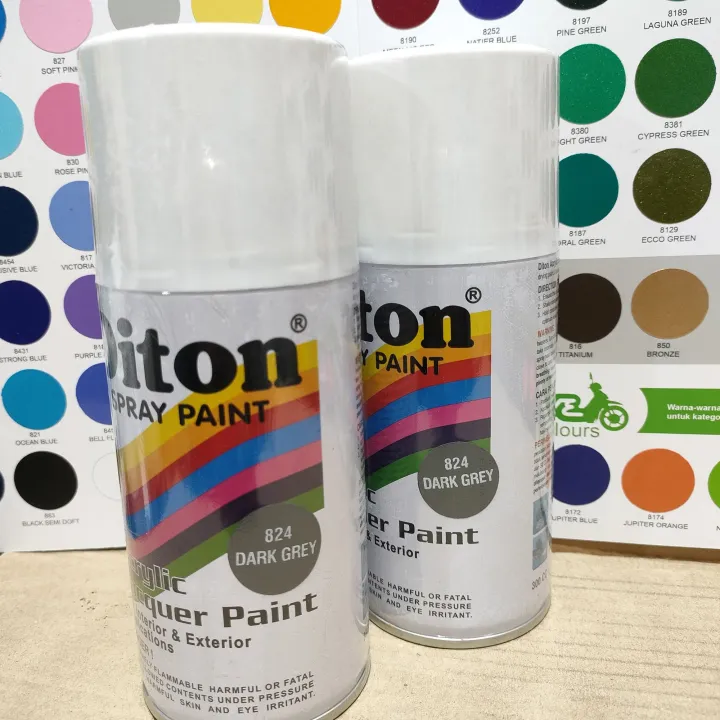 Pilok Diton Dark Grey Abu Tua Pilox Spray Paint Cat Semprot 824 300cc ...