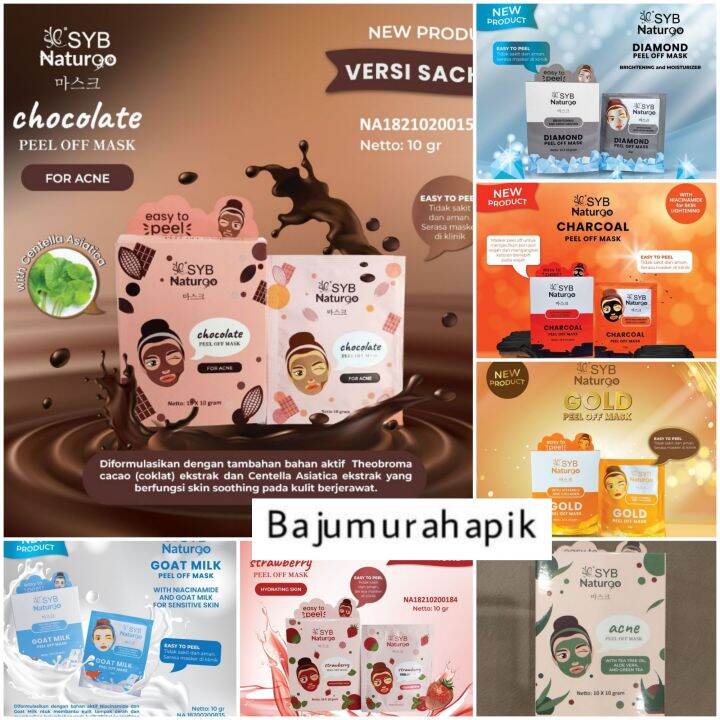 SYB Naturgo Peel Off Mask/Masker Naturgo SYB Charcoal/Gold/Goats Milk ...