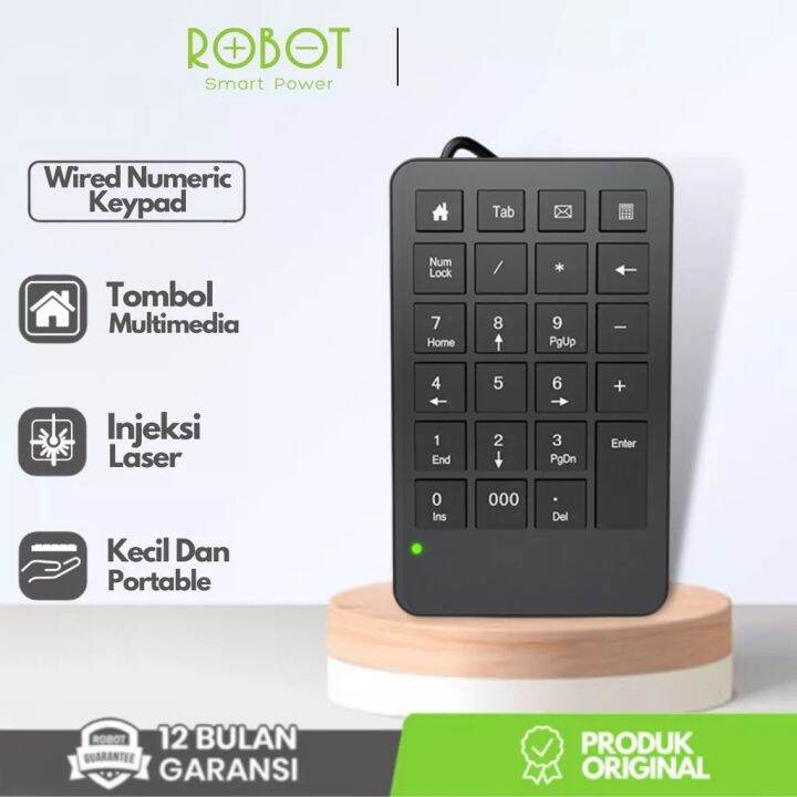 ROBOT RK01Wired Numeric Keypad Black Tombol Angka Numlock Multifungsi ...