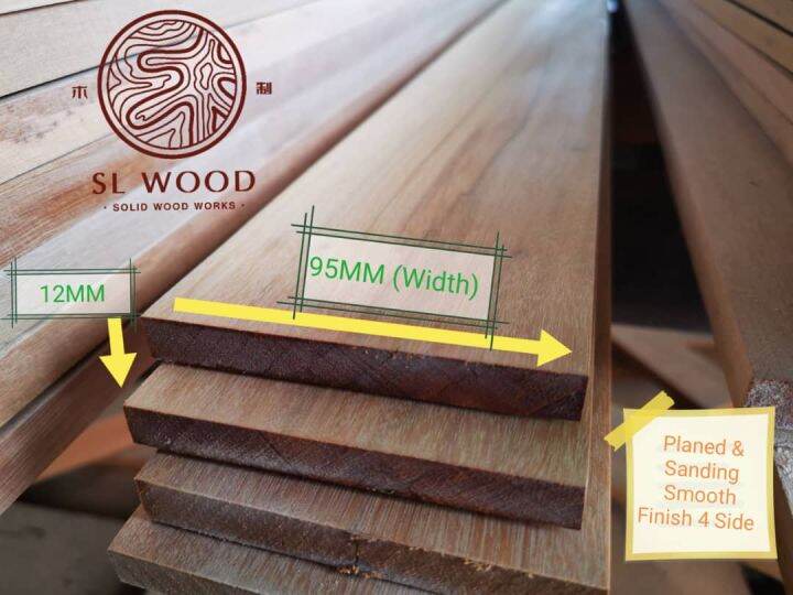 Chengal Solid Wood Timber Smooth Finish 12(T)mm × 95(W)mm = 2' to 10'(L ...