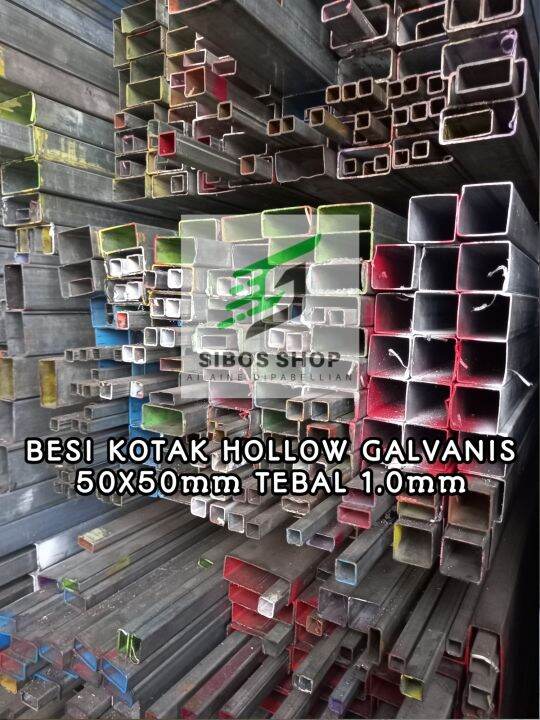 Besi Kotak Hollow Galvanis 50x50mm Tebal 1.0 mm Perbatang Permeter ...