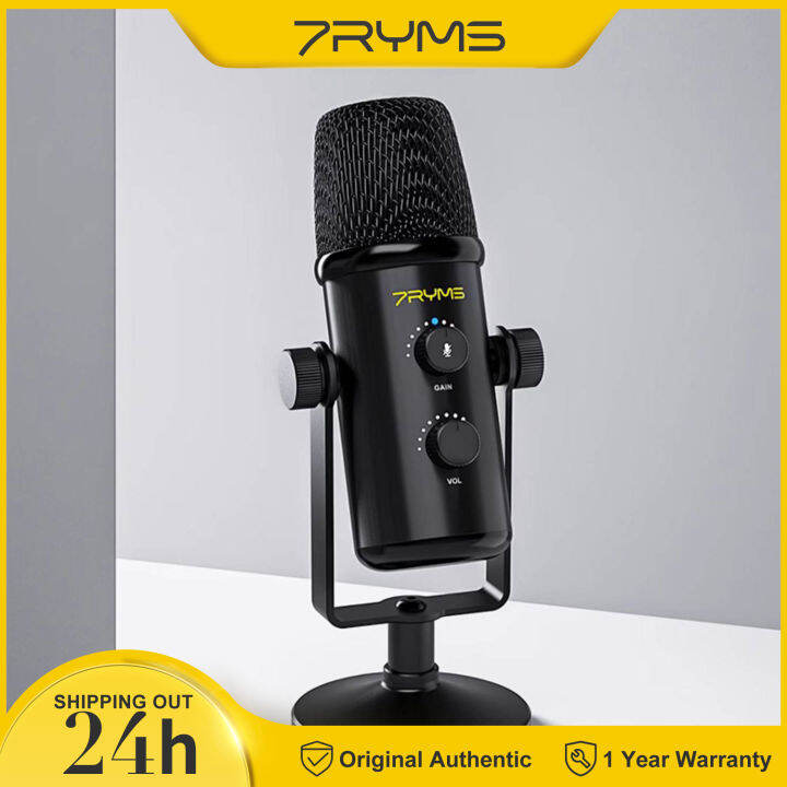 7RYMS AT20 ไมโครโฟน USBพร้อมการตรวจสอบแบบเรียลไทม์คอนเดนเซอร์ไมโครโฟนคาร์ดิออยด์ทำจากโลหะทั้งตัว ...