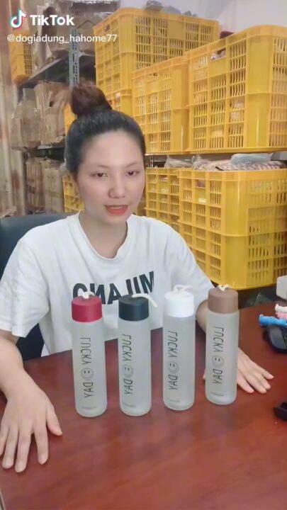 Bình Nước Thủy Tinh Lucky Day 350ml Có Dây Xách Tiện Lợi, Bình Nước Thủy Tinh Lucky Day 350ml Có ...