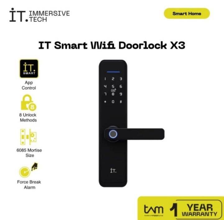 It Smart Doorlock X3 Handle Wifi Fingerprint Rfid Nfc Ip55 Garansi Tam Lazada Indonesia