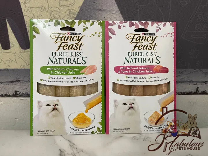 Fancy Feast Puree Kiss Naturals Chicken/Salmon Tuna in Chicken Jelly ...