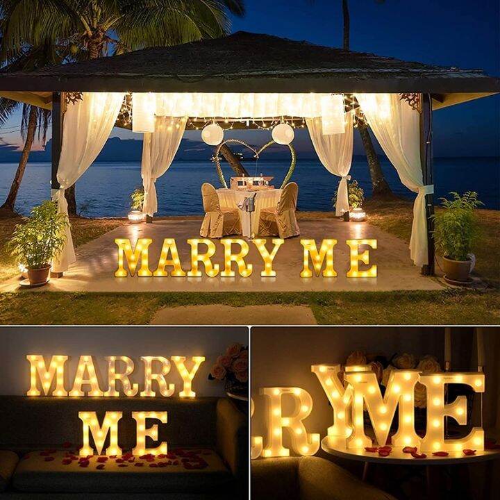 26 Letters LED Lights DIY Symbol Sign Heart Name Light Romantic ...