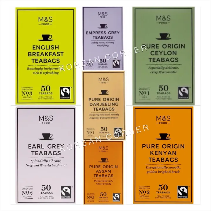 M&S Pure Origin Tea Bags English Breakfast - Earl Grey - Empress Grey ...