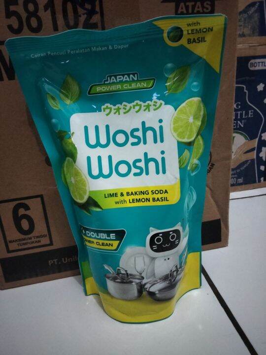 Woshi Woshi Sabun Cuci Piring Lime & Baking Soda with Lemon Basil 600 ml | Lazada Indonesia