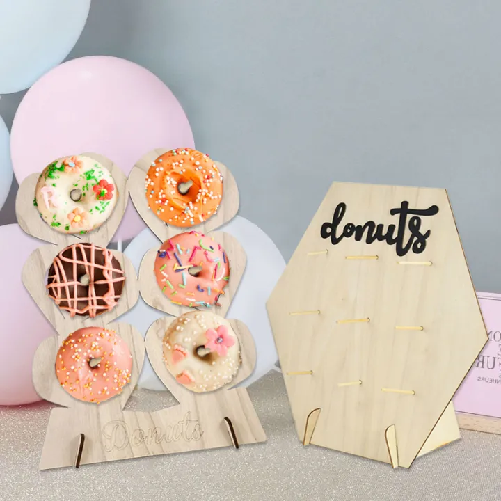 Wooden Donut Stand 40*30cm Donuts Wall Display Stand for Kids Birthday ...
