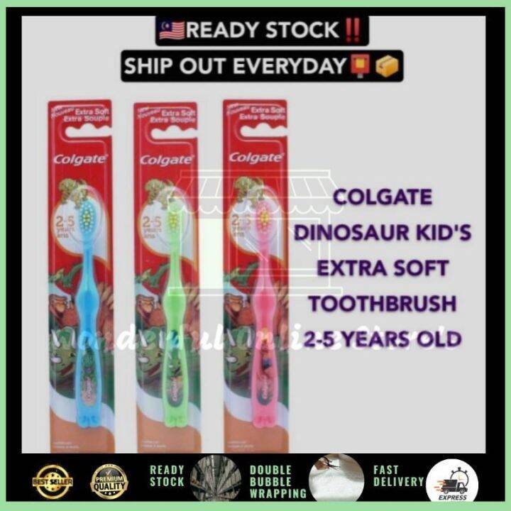 Colgate Dinosaur Kids Extra Soft Toothbrush 2-5 Years Old/ Berus Gigi ...
