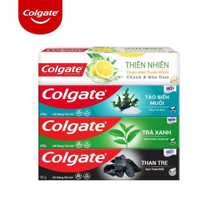 Kem đánh răng Colgate Thiên Nhiên Trà Xanh, Than Tre, Tảo biển và Nha ...