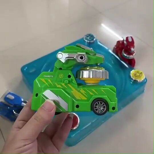 Children's dinosaur beyblade toy chariot Luminous rotary gyro war toy ...