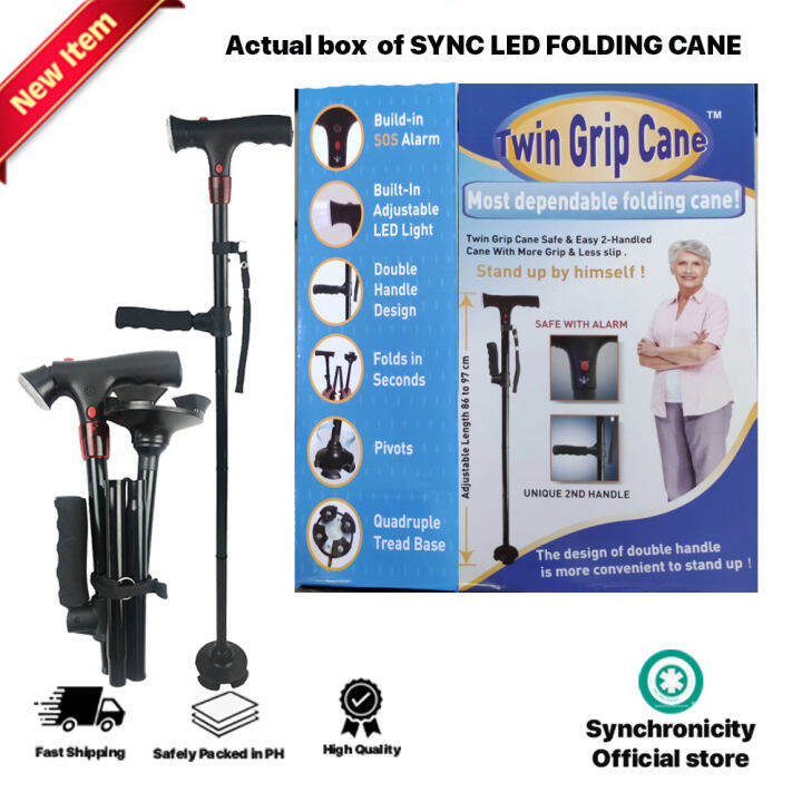 SYNCH Foldable Cane - Folding Walking Stick for Men Unisex- With LED ...