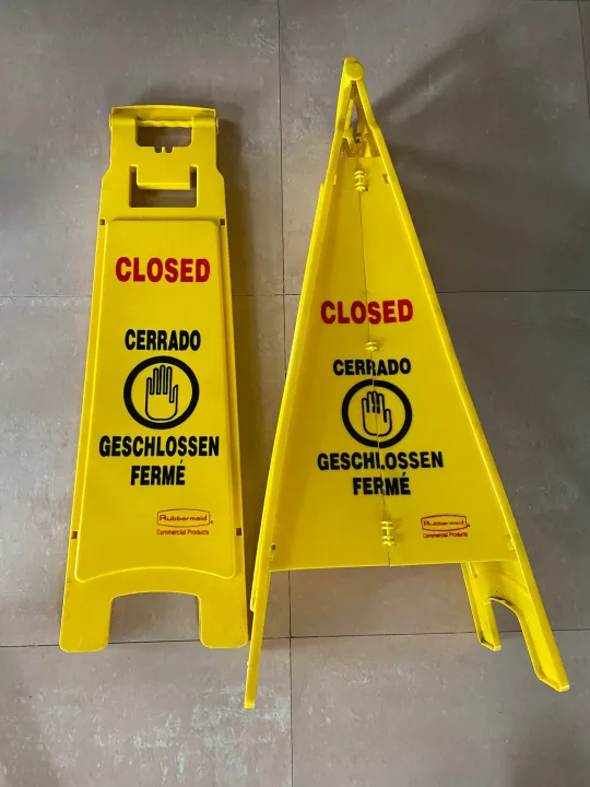 Rubbermaid Yellow "Closed" Floor Sign (4-sided) | Lazada PH