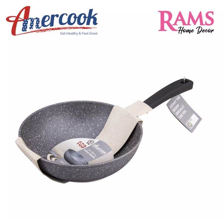HOT🔥AMERCOOK LAVA STONE 20CM/24CM/30CM INDUCTION NON STICK WOKPAN/KUALI ...
