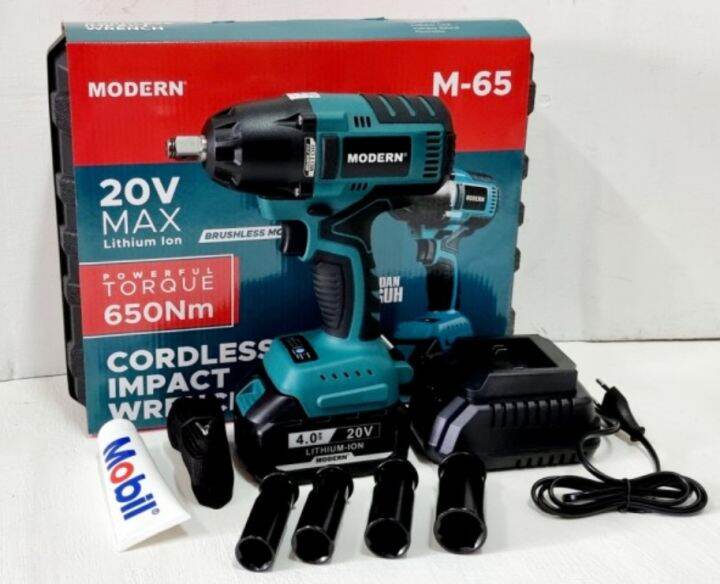 Impact Wrench MODERN M65 20V Bor Buka Baut Mobil Motor Set Koper ( 1 ...