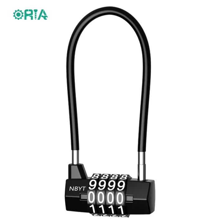 ORIA 4 Digit Combination Padlock, 5mm Width Flexible Cable Lock, Long ...
